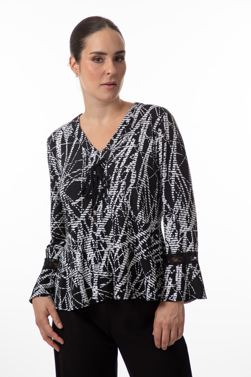 Bali Top - V-Neck Blouse - Black /White 8556 – Cloth