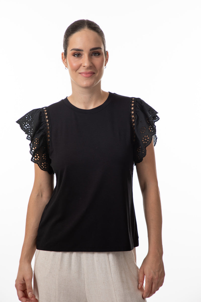 Bali Top - Lace Sleeve - Black 8616 – Cloth