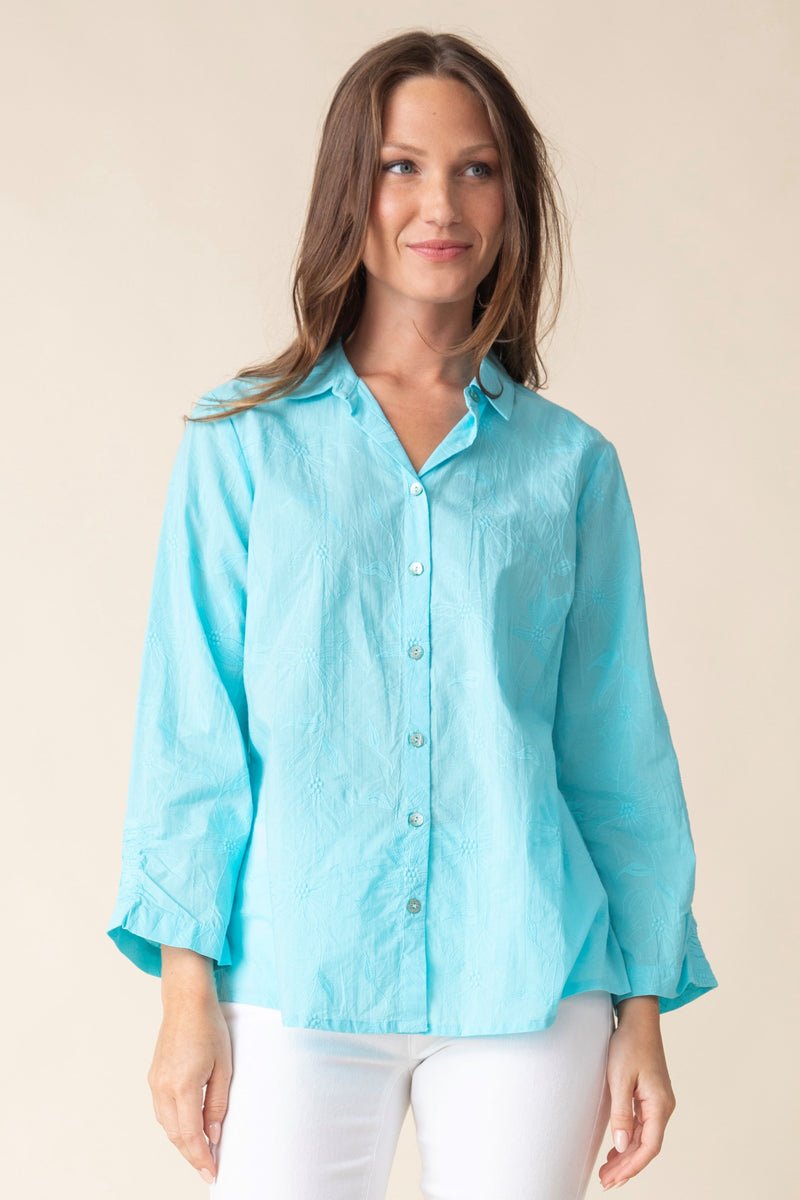 Habitat Top - Subtle Print Shirt - Malibu – Cloth