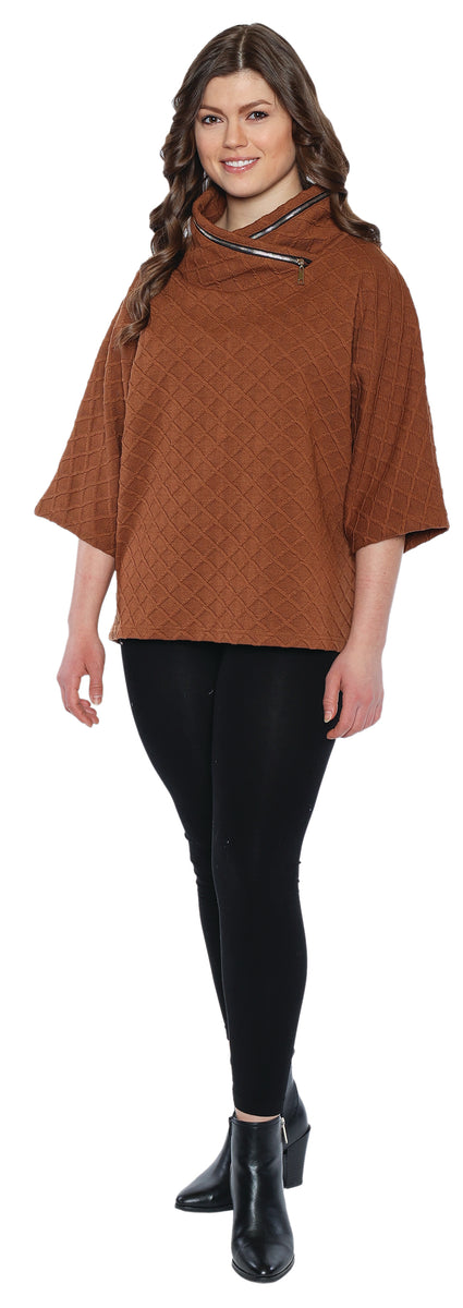 Papa Top - Zip Neck Detail - Brown - XLARGE – Cloth